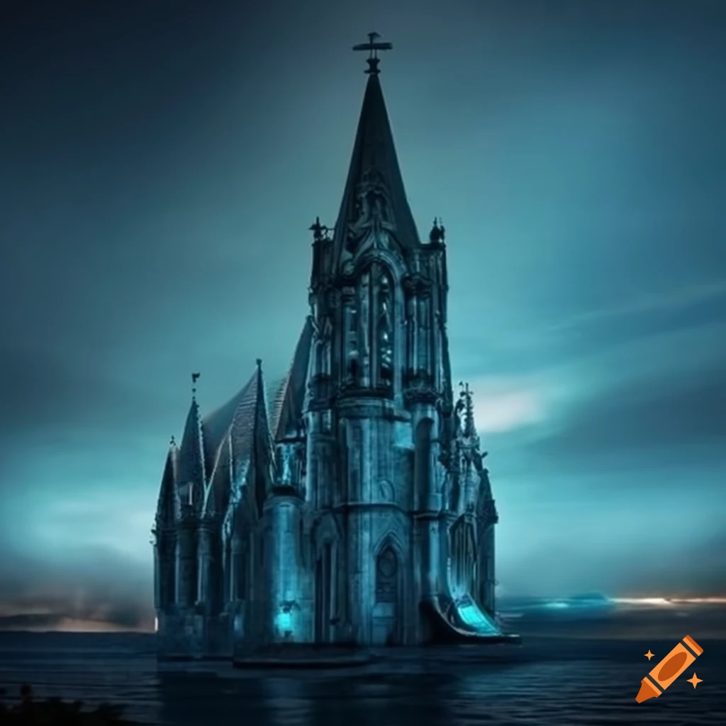 Futuristic irish church with baroque architecture