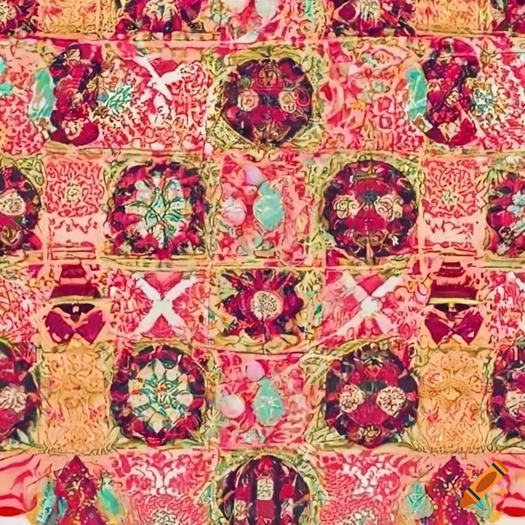 Intricate crystalline pattern with vivid colors in an oil painting on ...