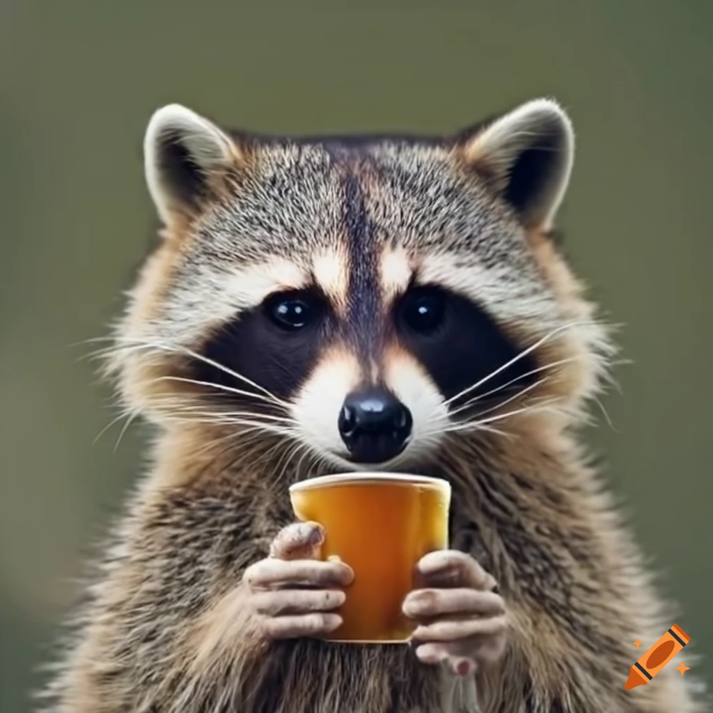 Raccoon drinking tea on Craiyon
