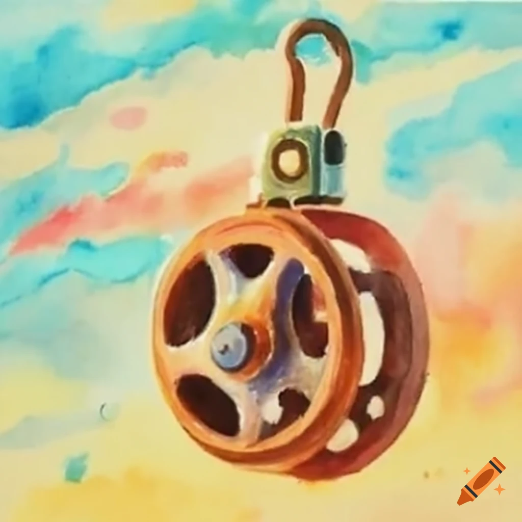 Colorful abstract artwork with pulleys