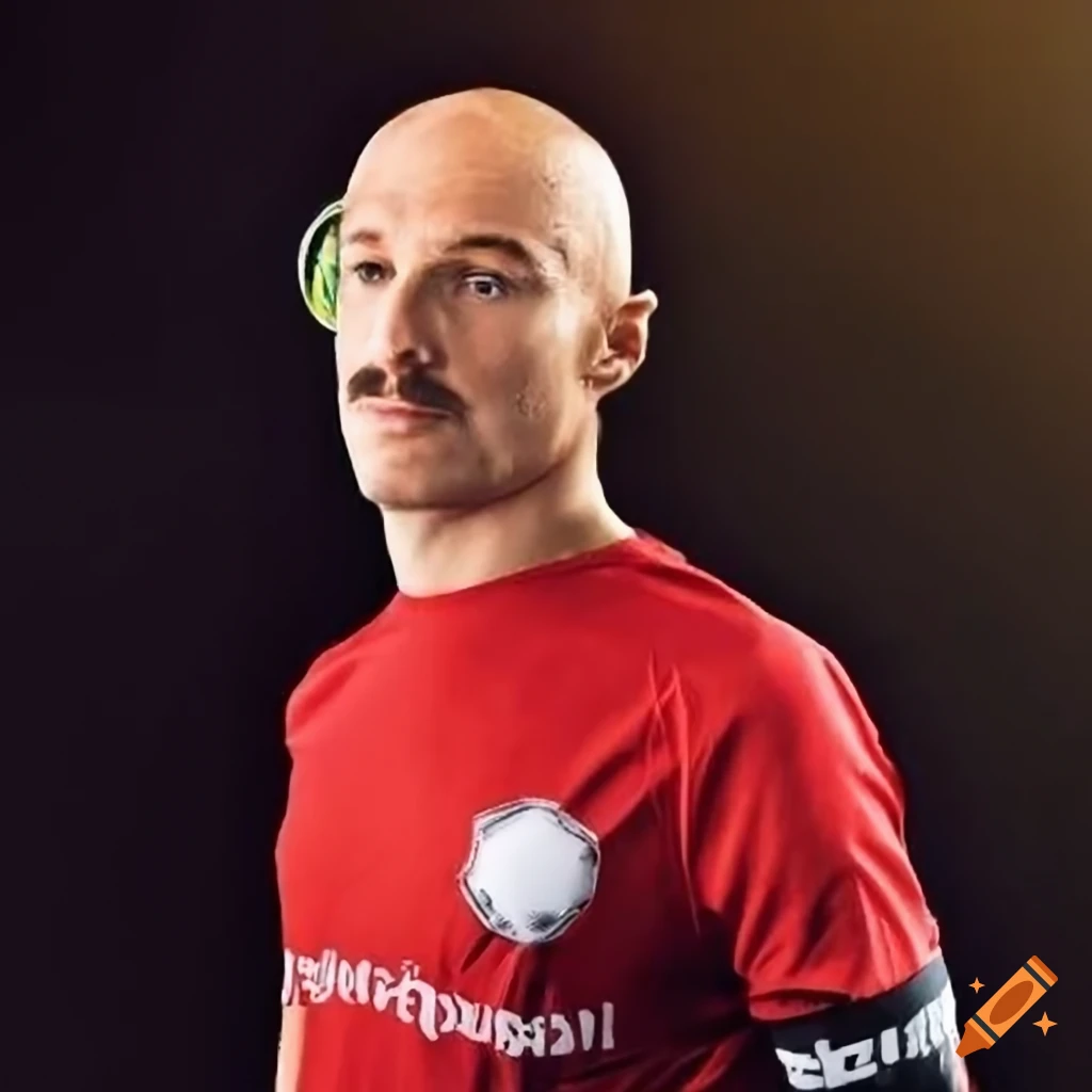 Photo of a bald soccer player in action on Craiyon