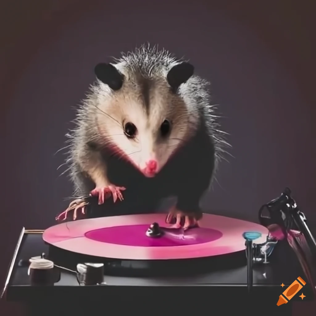 Meme of a possum dj at a club