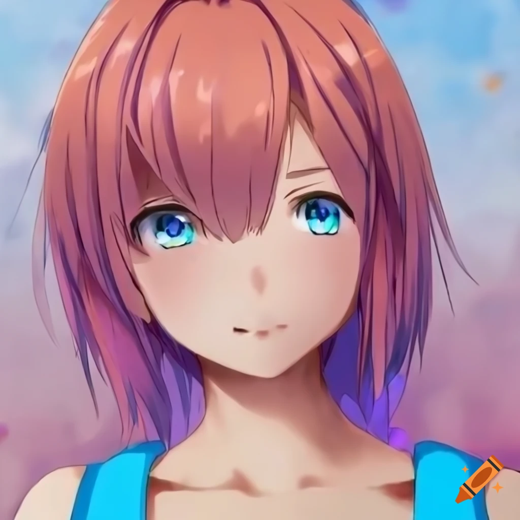 Anime Girl Sitting On The Floor Looking Up With Blue Eyes On Craiyon