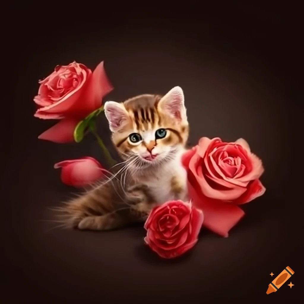 Adorable kittens with roses