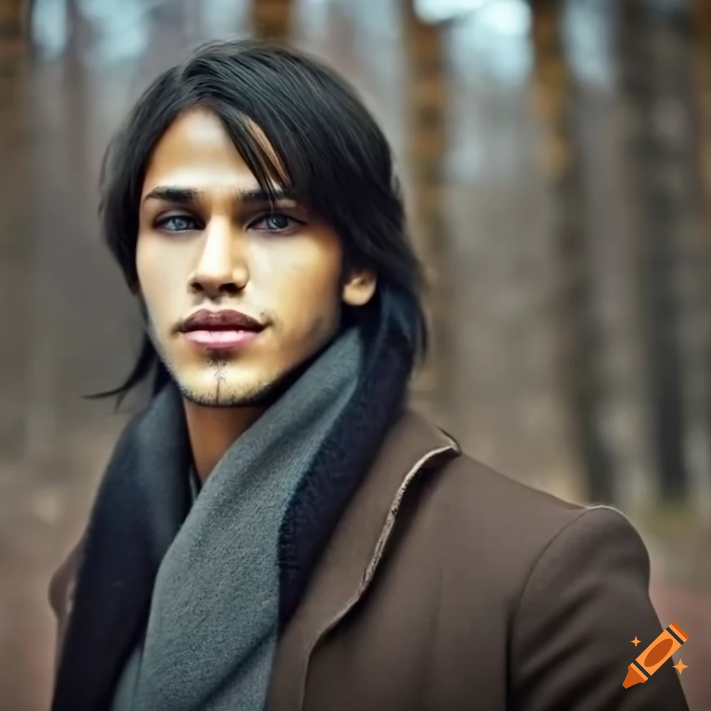 Portrait of a handsome biracial man with blue eyes on Craiyon