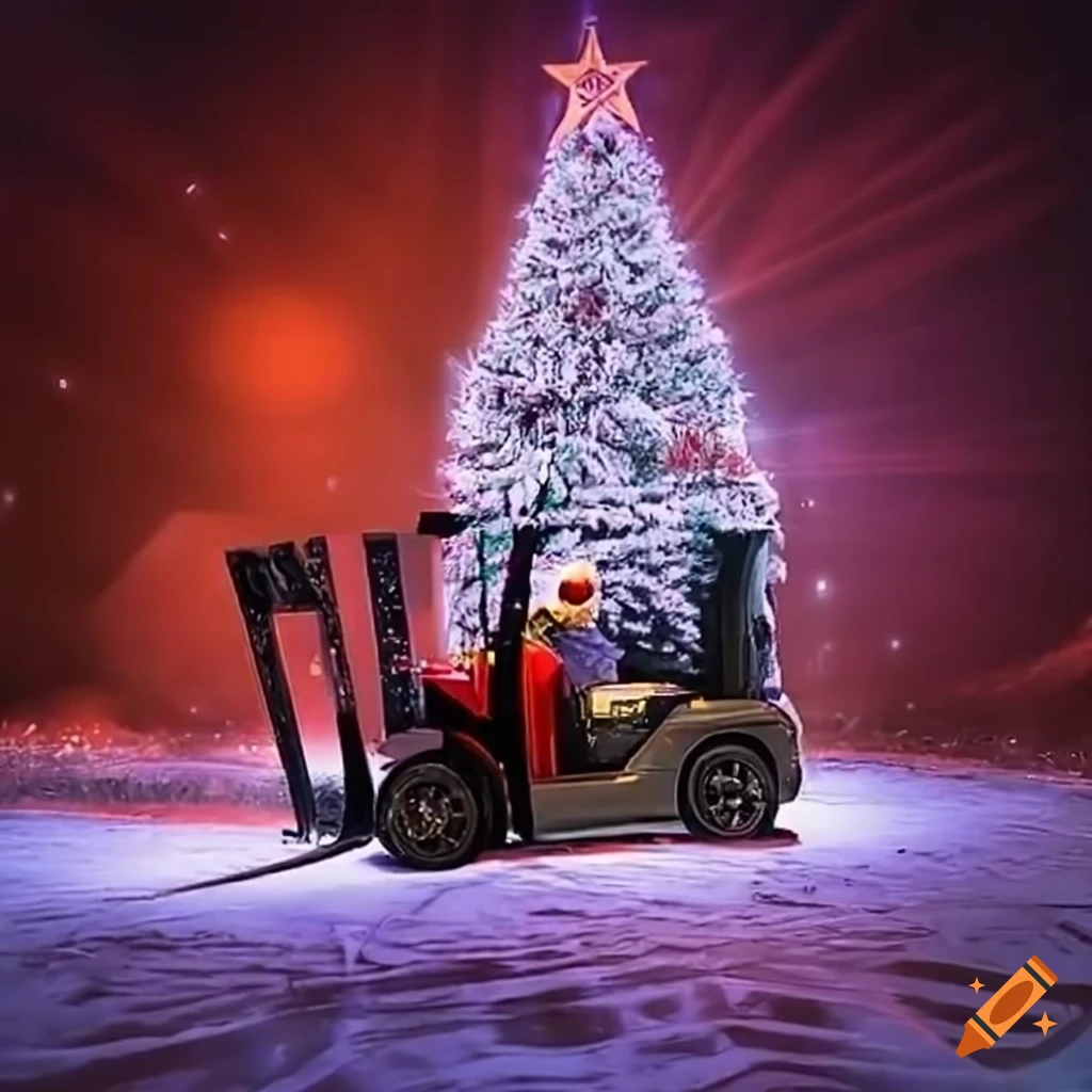Christmas-themed crown lift trucks on Craiyon