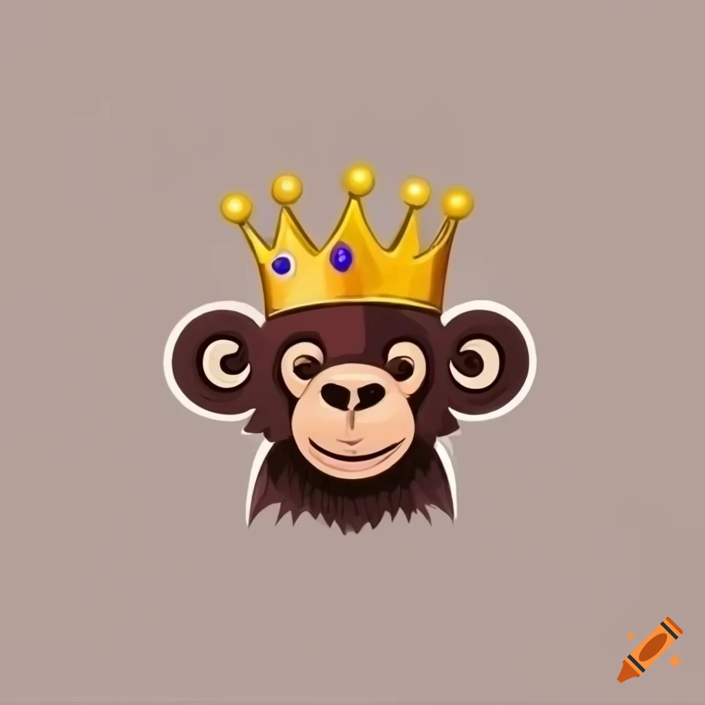 Cute monkey logo with a crown