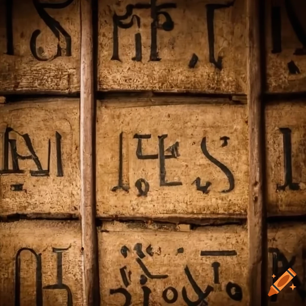 Detailed photograph of ancient latin letters on a papyrus on Craiyon