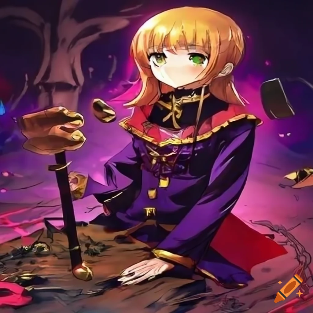 Anime character dressed as a mud magician on Craiyon