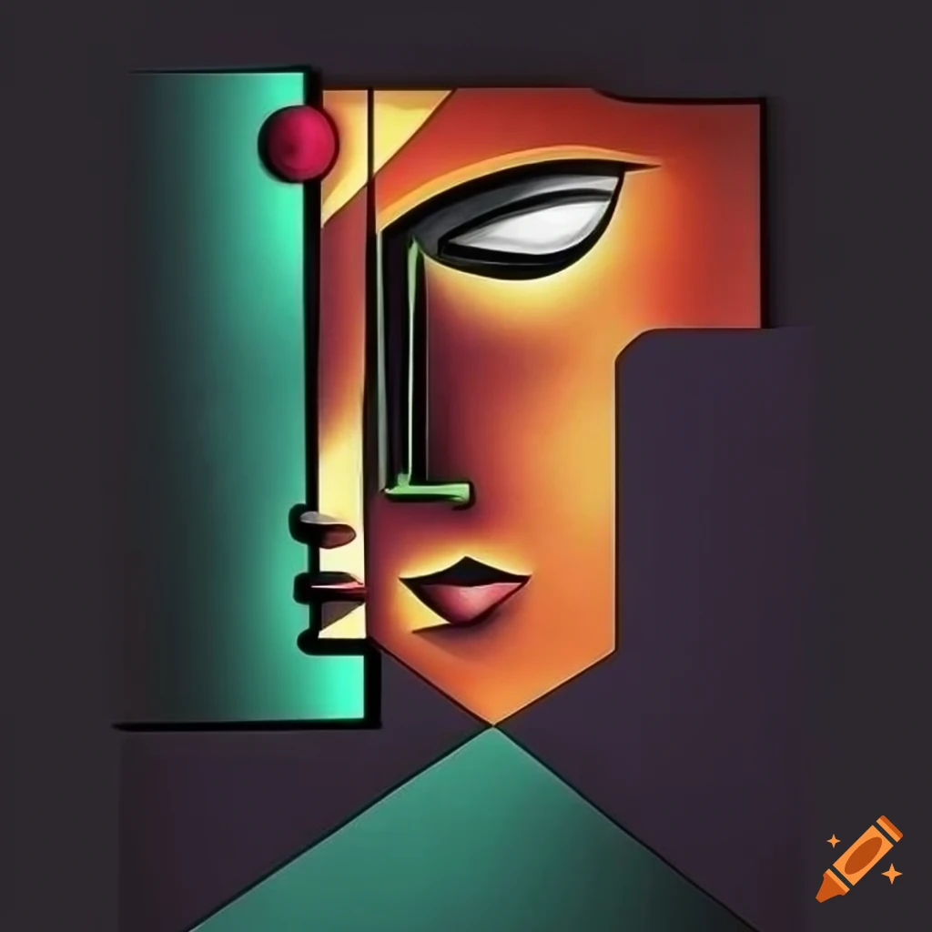 Minimalist cubist head artwork on Craiyon