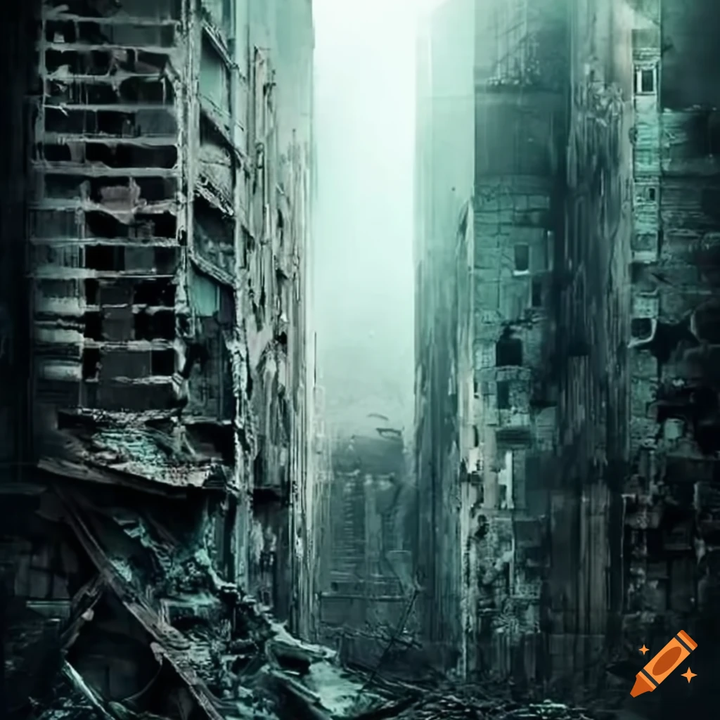 Modern apocalyptic architecture with dirt building objects on Craiyon