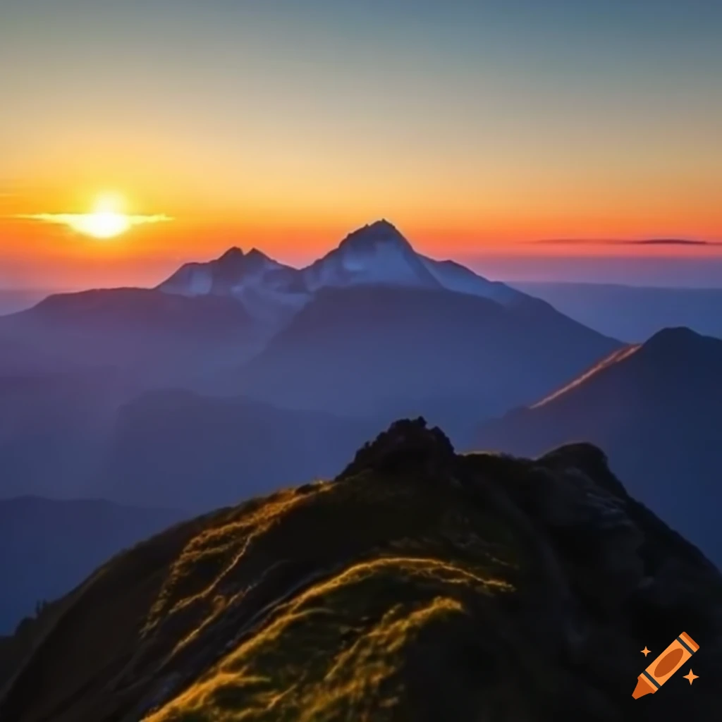 Berg mit sonnenuntergang on Craiyon