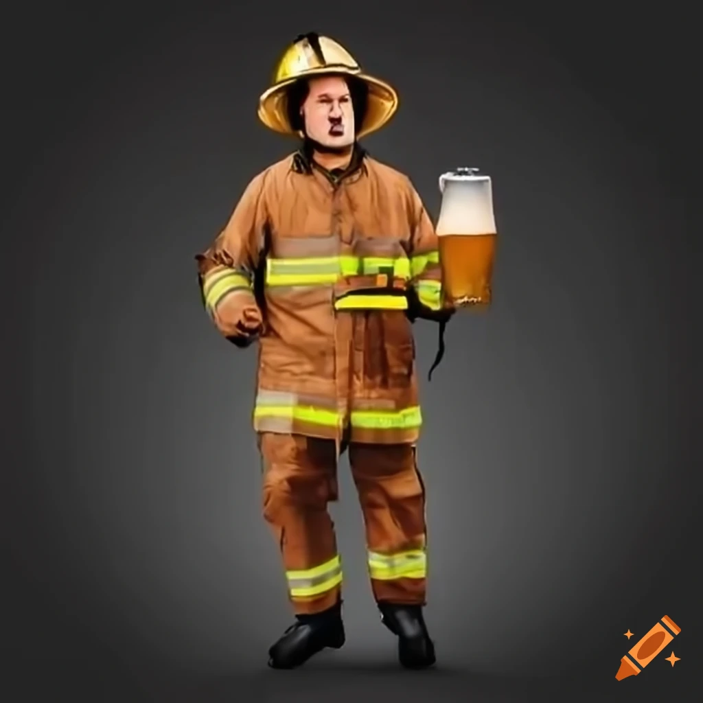Firefighter with a pint of beer