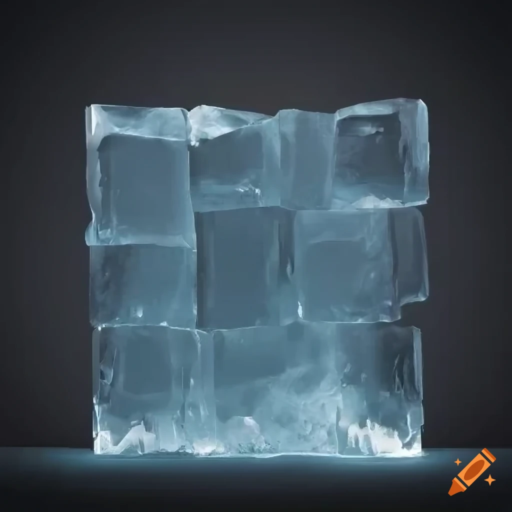 2d wall of ice blocks on black background on Craiyon