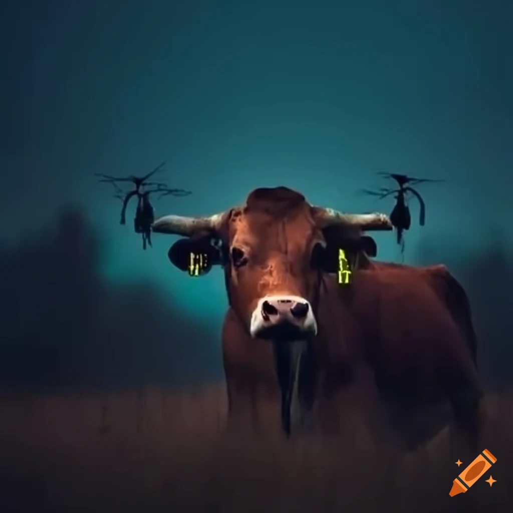 Contemplative cow surrounded by autumn colors in a gauguin-inspired ...