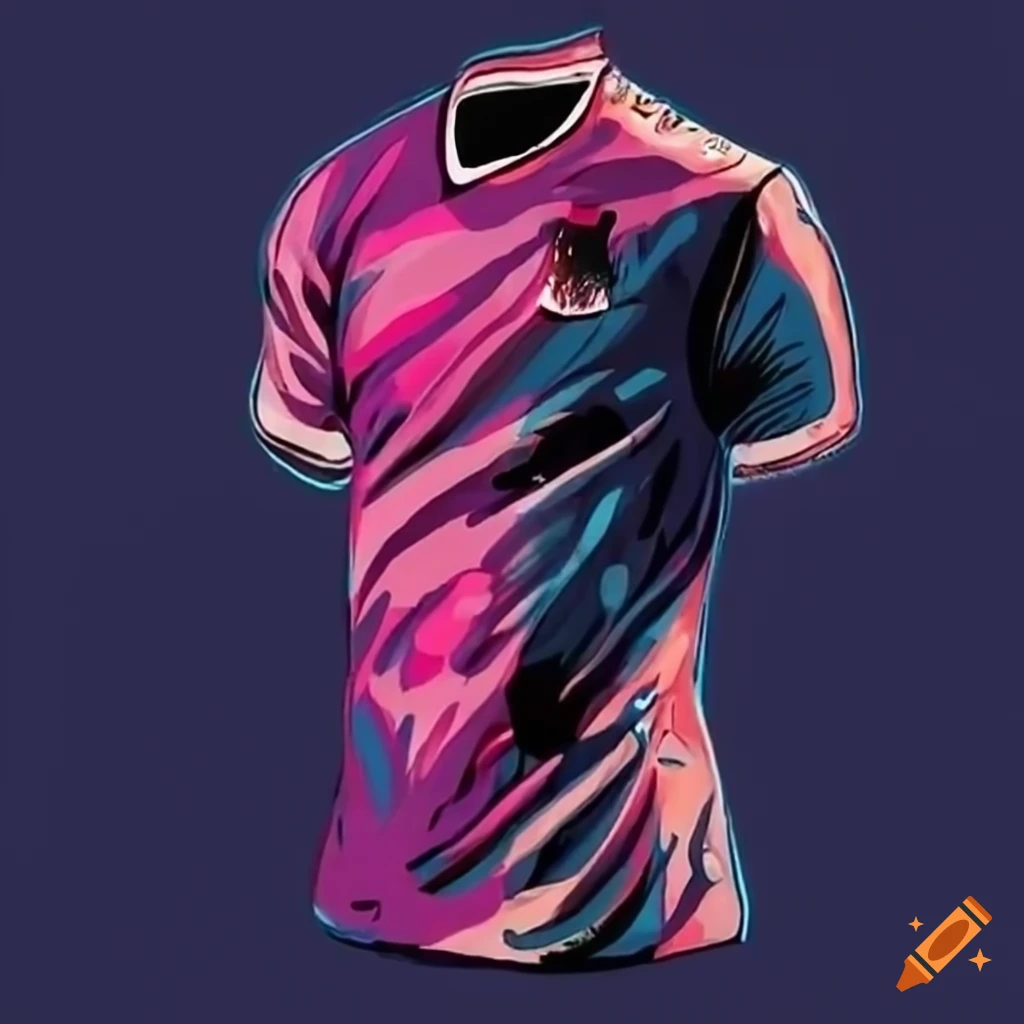 Maillot de foot noir et rose avec motifs