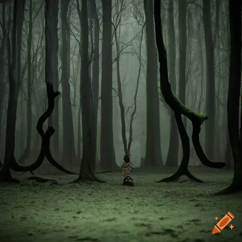 Image of a terrifying tree monster in the woods on Craiyon