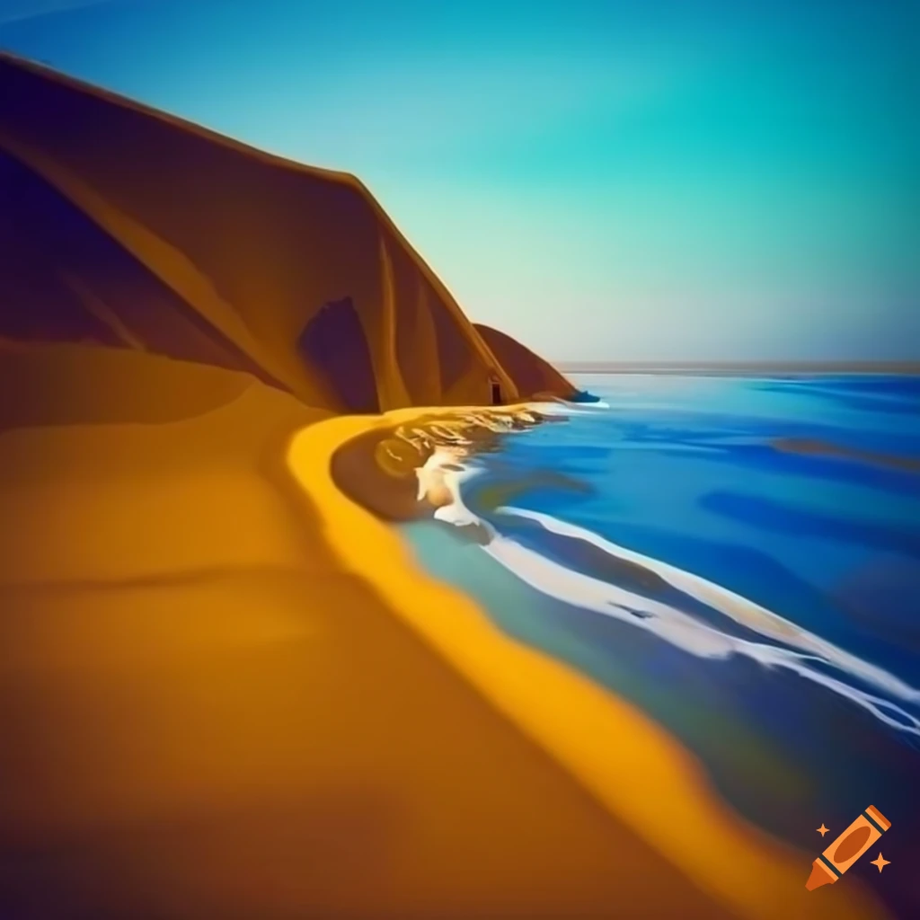 Stylized art of charmouth beach and the golden cap