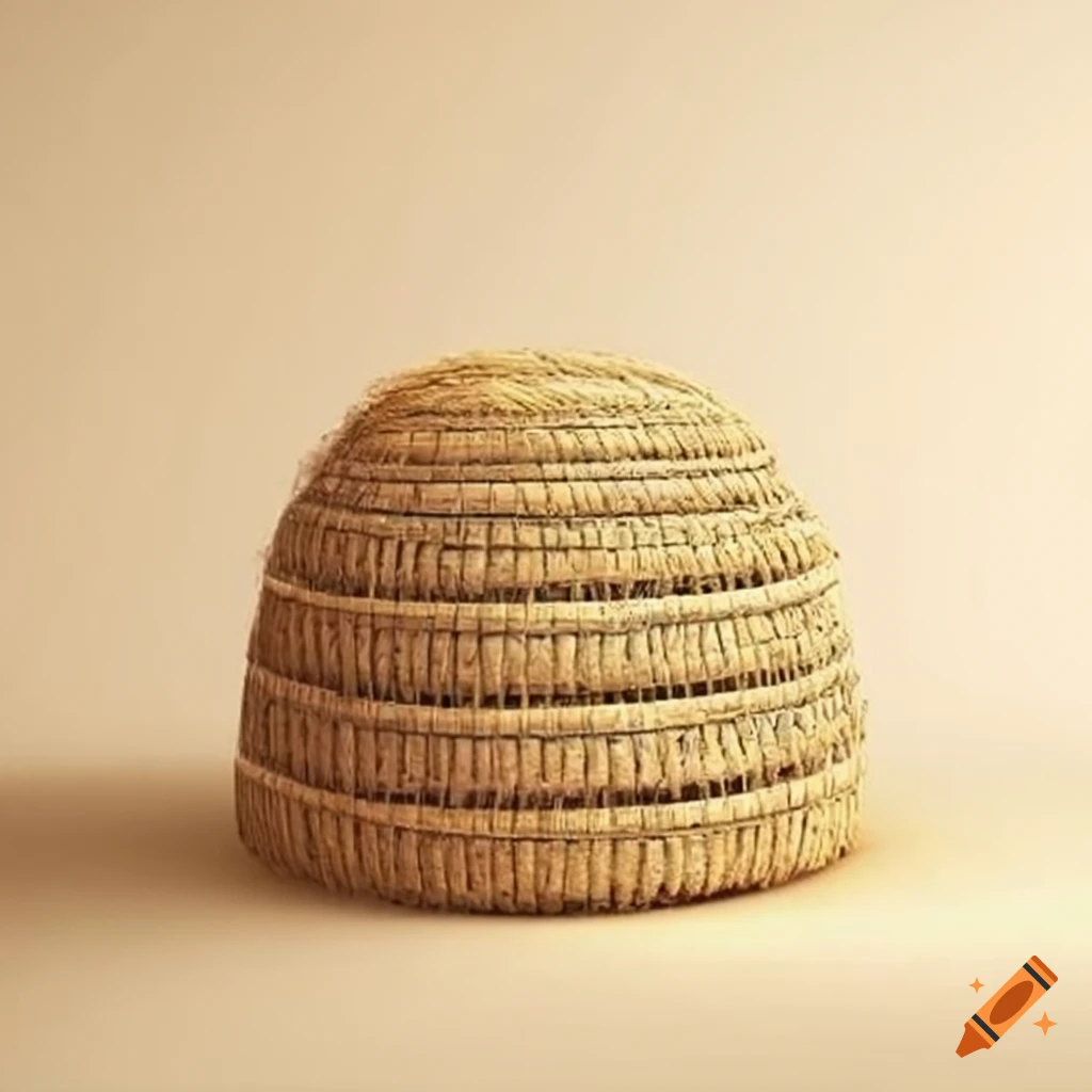 Minimalist design of a straw bench and chair set