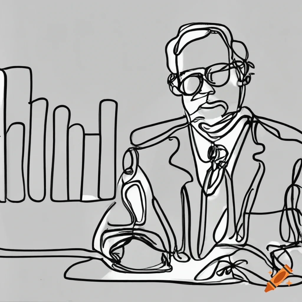 Outline of pedro pascal in single black line art on Craiyon