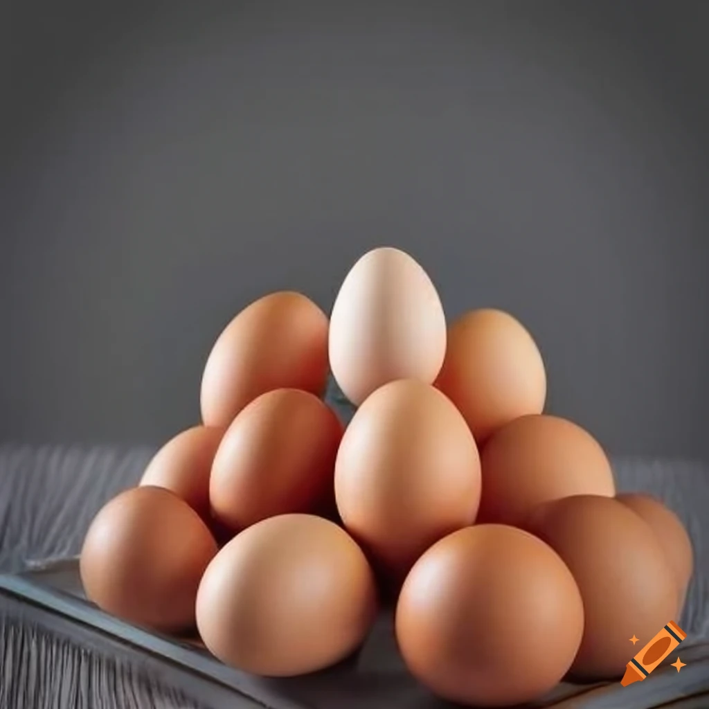 Neat arrangement of fresh brown eggs