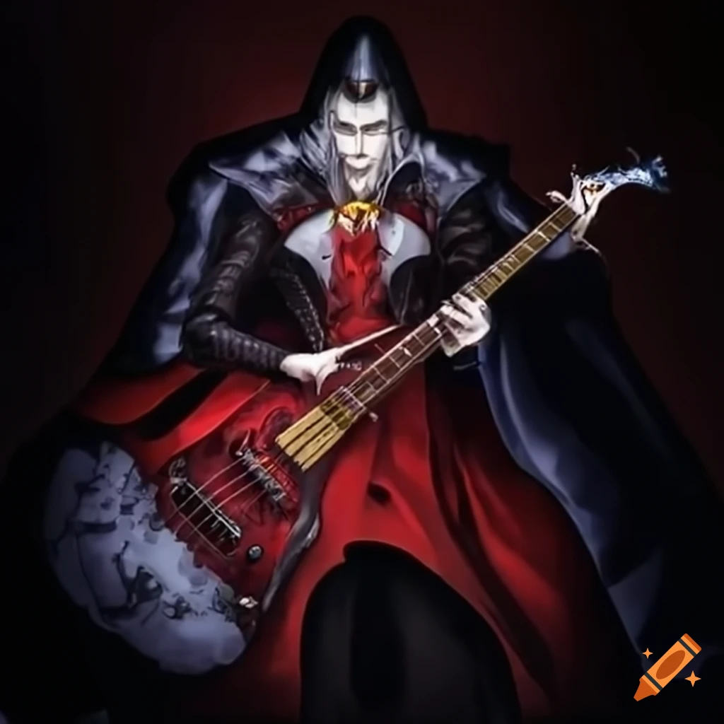 Image of dracula playing electric guitar