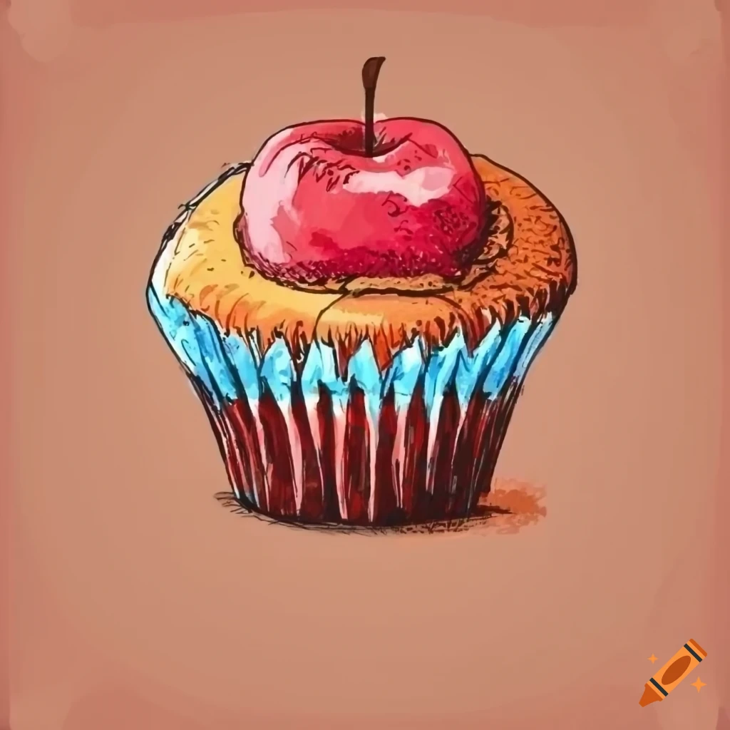 Illustration of applesauce muffins on plain background