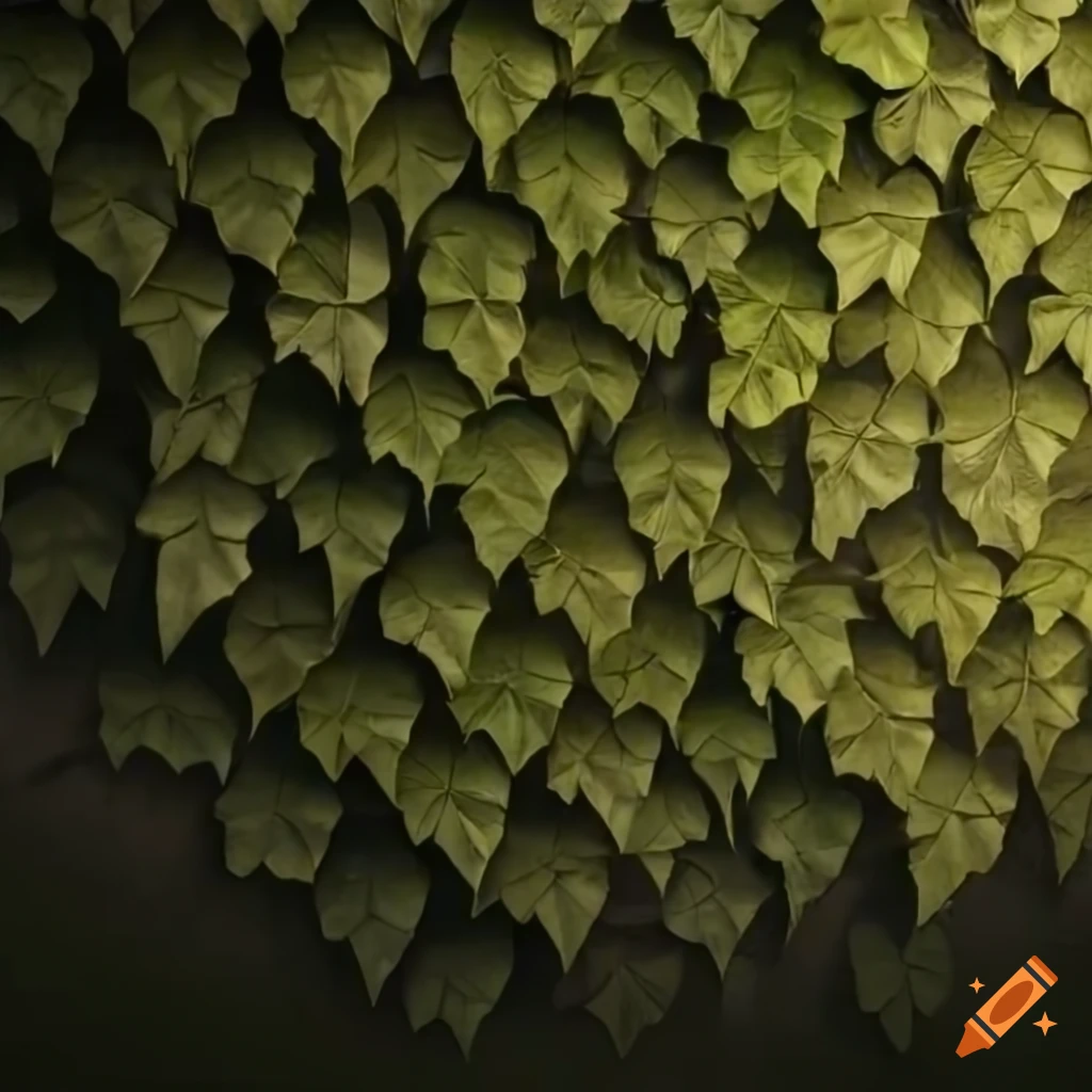 Photo-realistic wallpaper of a wall covered in vines on Craiyon