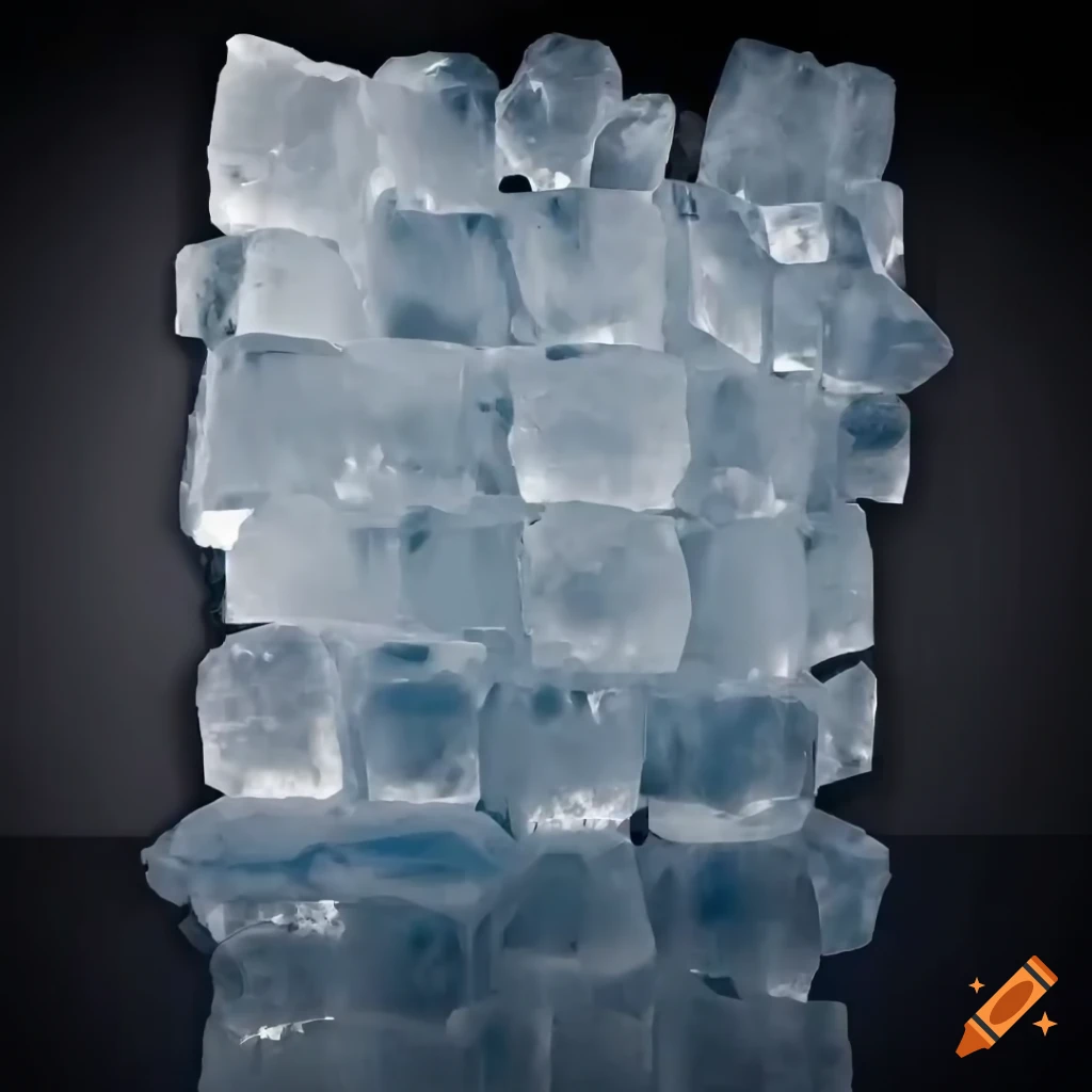 2d ice block wall on black background on Craiyon