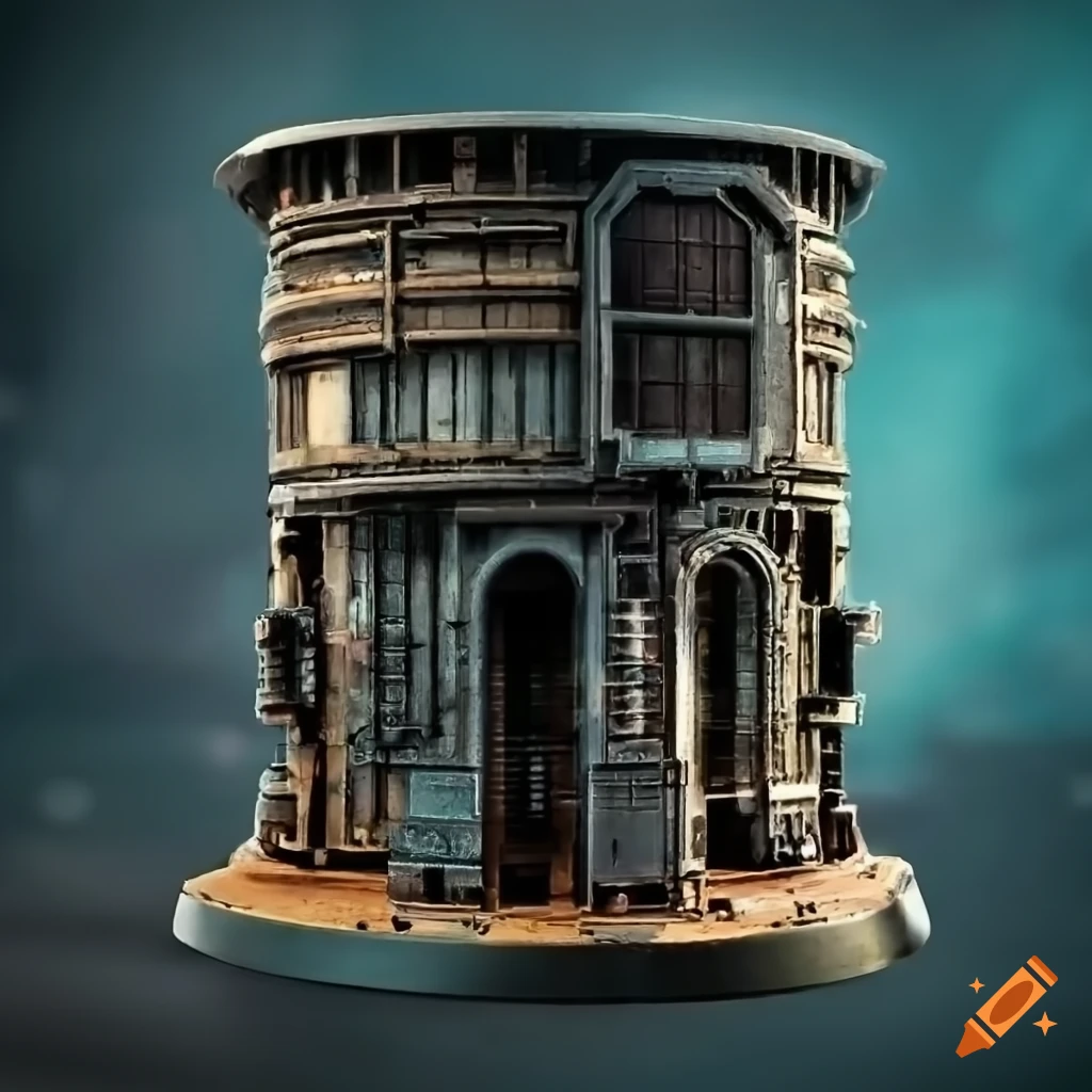 Cylindrical space base in a dystopian industrial sci-fi setting on Craiyon