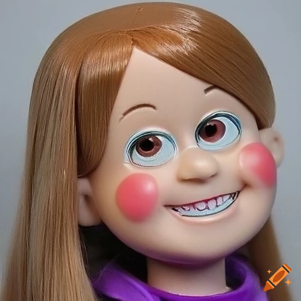 Realistic portrait of mabel pines morphing into doll on Craiyon