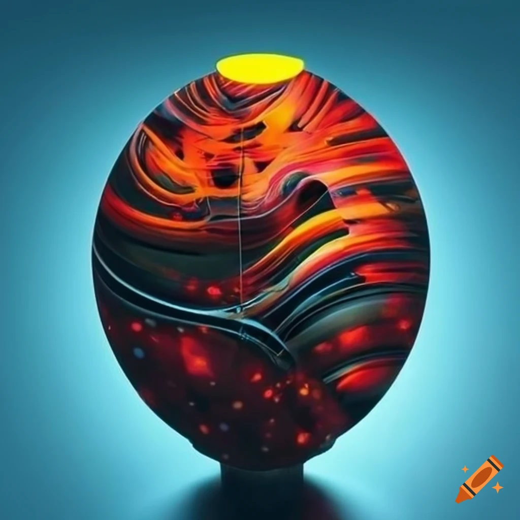 Surreal abstract artwork with alien sphere and flower vase