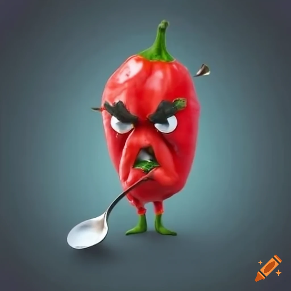 Spicy Chilli Pepper Holding A Dessert Spoon On Craiyon