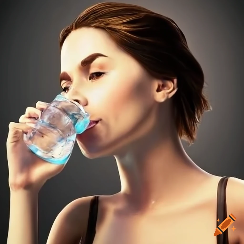 Woman staying hydrated by drinking water