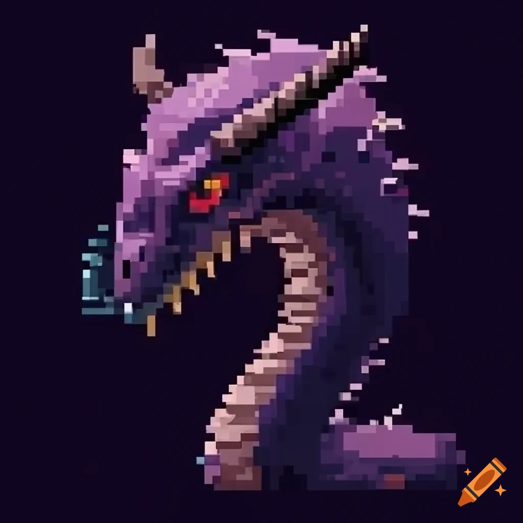 Friendly and scary pixel dragon on Craiyon