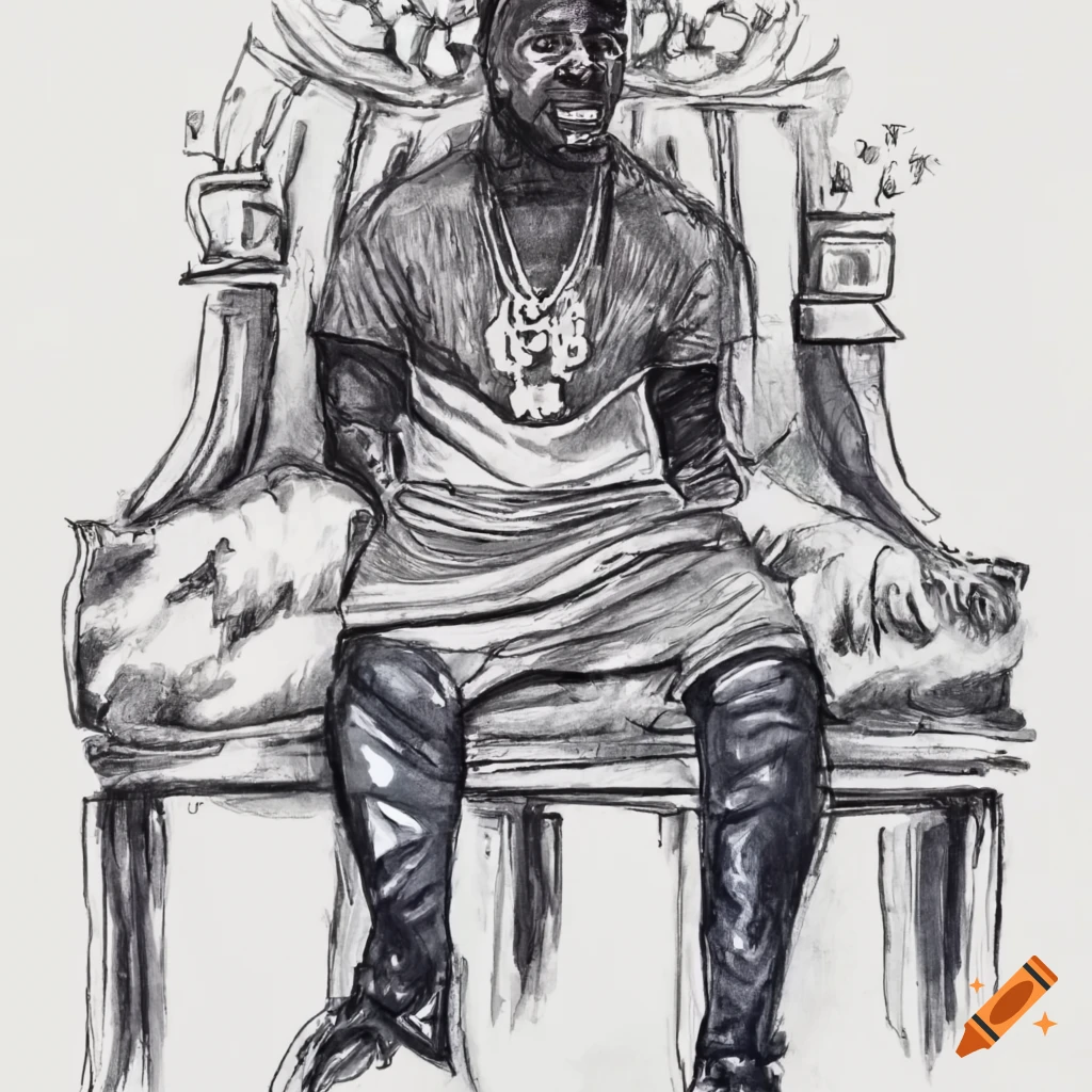 Rapper sitting on a king chair
