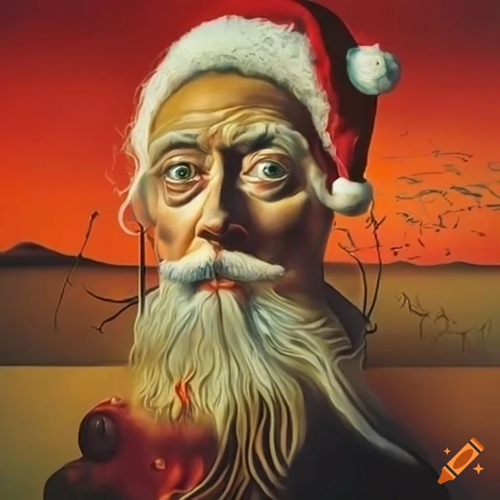 Surreal artwork of santa claus by salvador dali