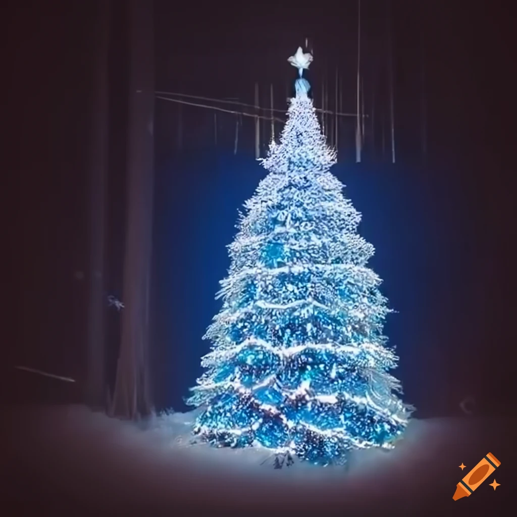 Stunning photorealistic Christmas tree in snowy forest on Craiyon