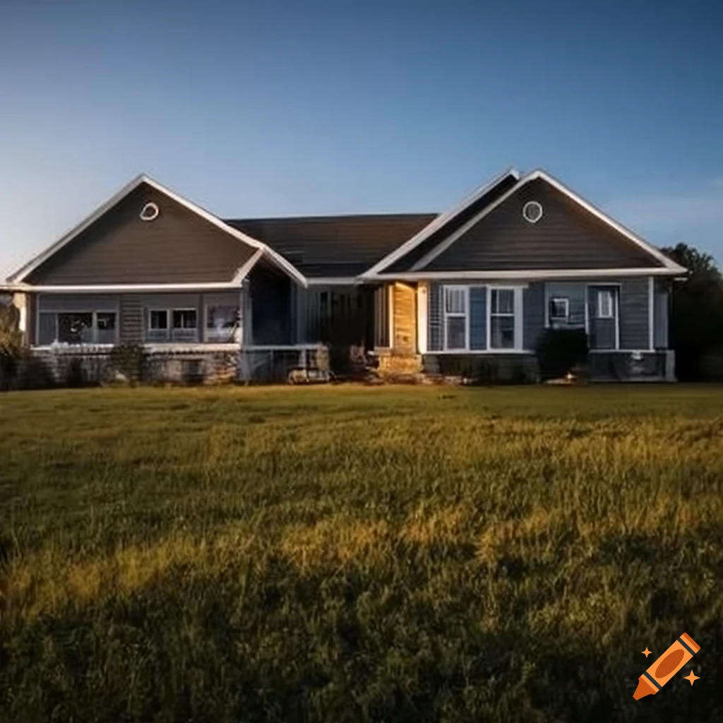 Landscaped ranch house on Craiyon