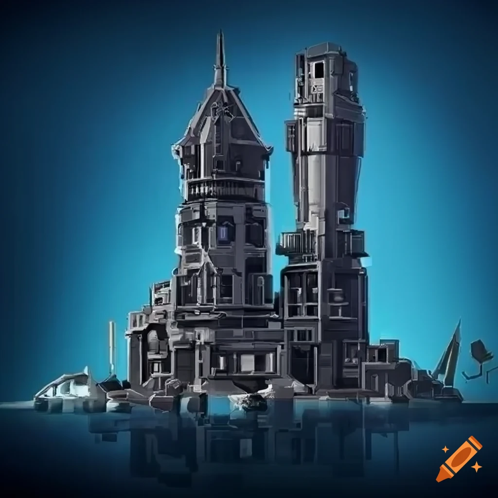 Isometric sprite of an industrial building in a sci-fi game