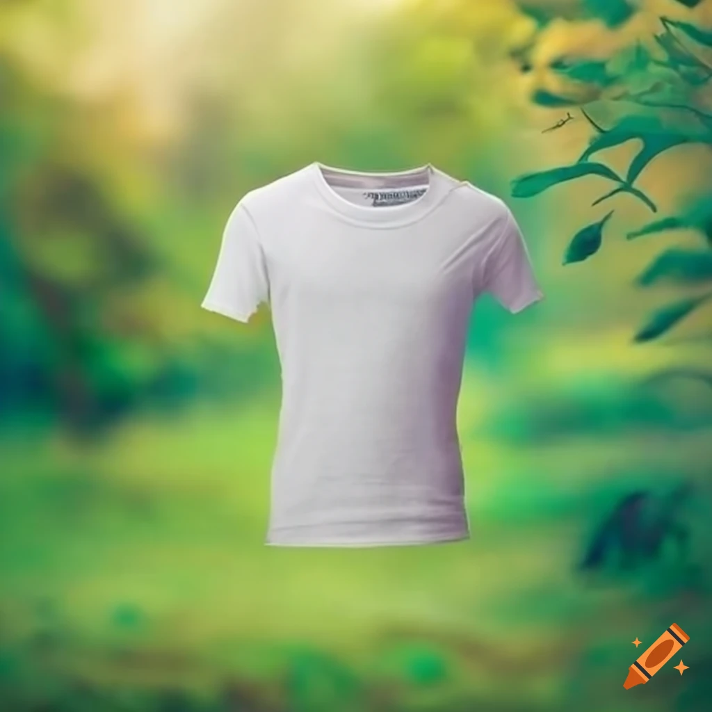 White t-shirt with nature backdrop
