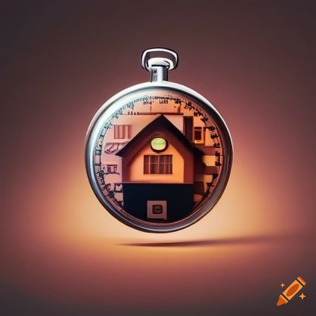 Logo of a house with a fast-moving stopwatch