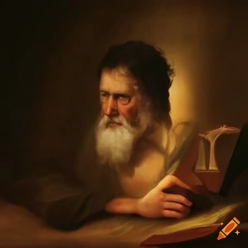 Heraclitus the philosopher surrounded by fire on Craiyon