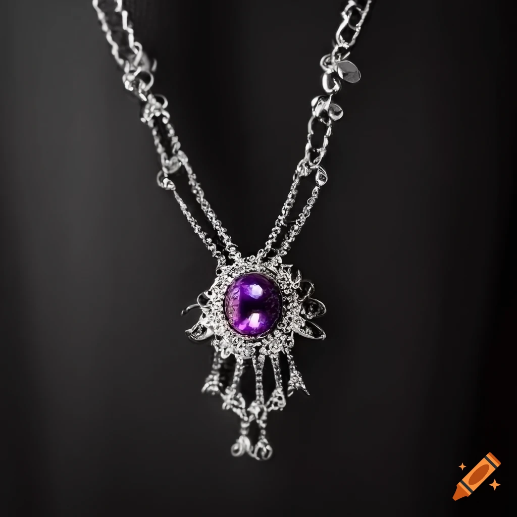 Close-up of a gothic necklace on Craiyon