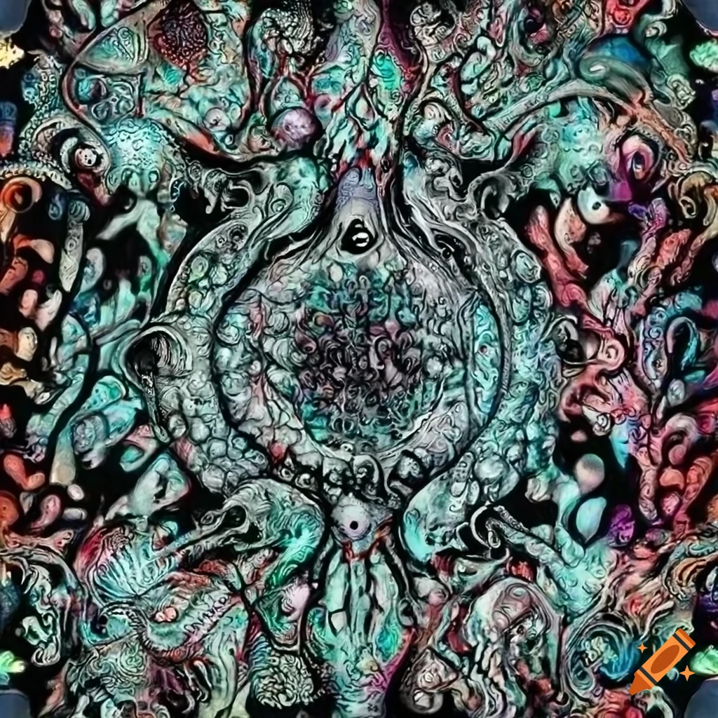 Dark tribal psychedelic artwork on Craiyon