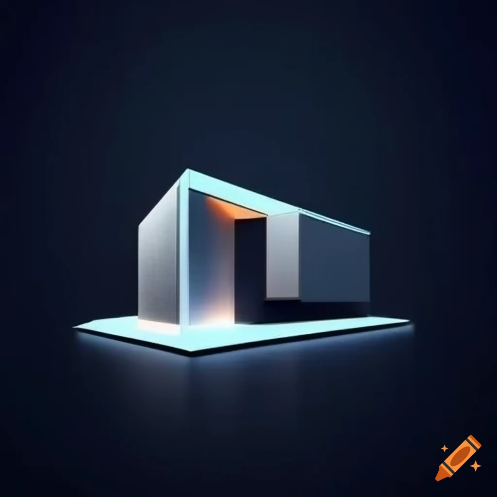 Sleek and modern 3d house logo on Craiyon
