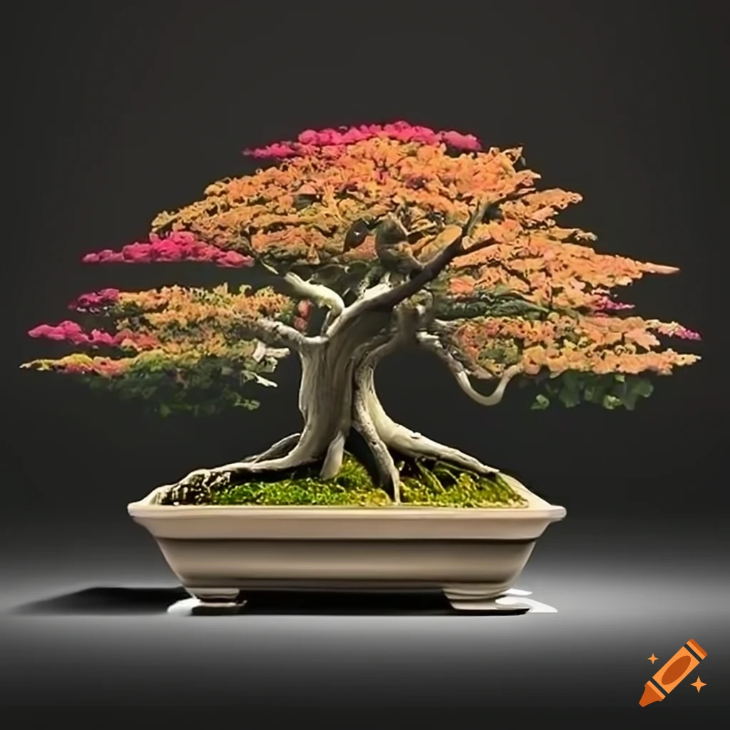 Multicolored bonsai tree on Craiyon