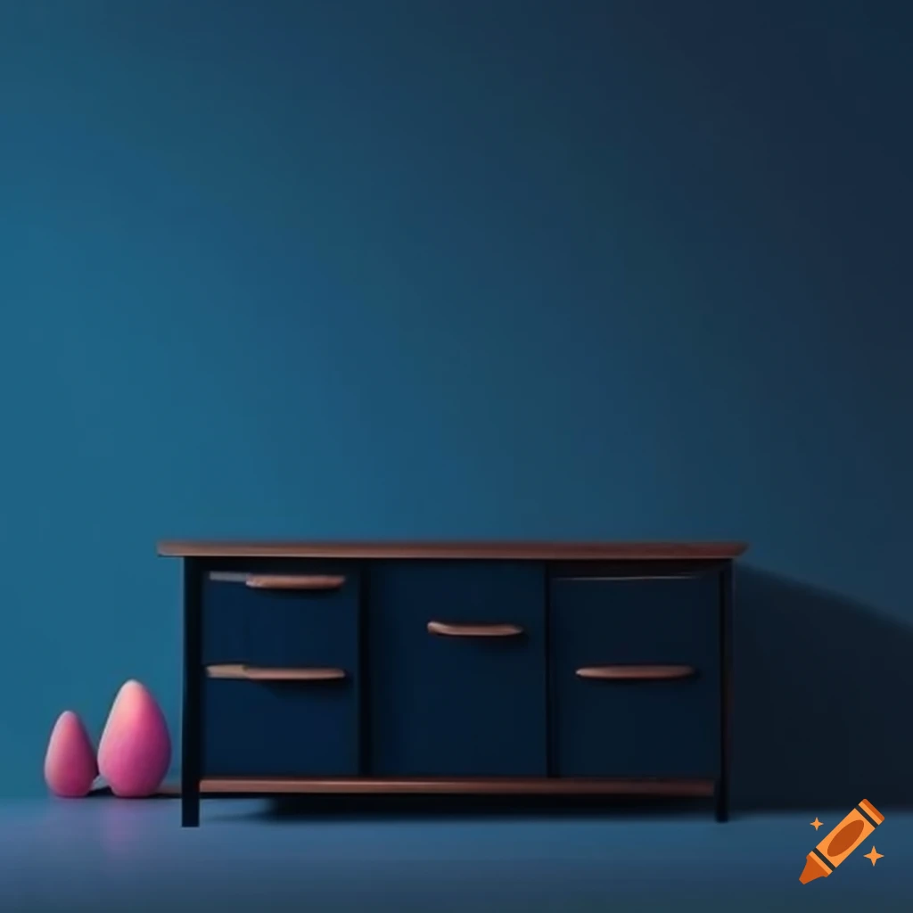 Zen style drawer in a dark blue room