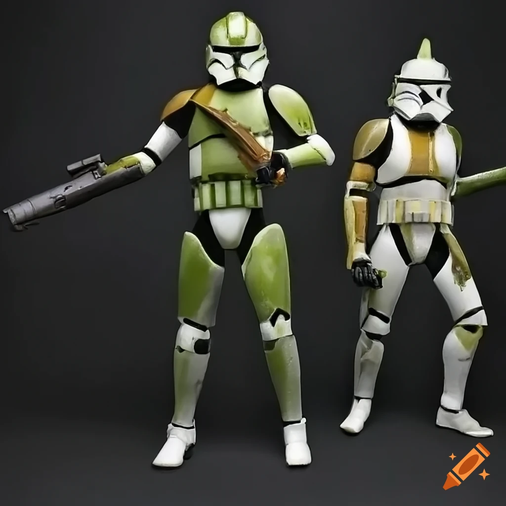 Clone trooper with green and bronze armor on Craiyon