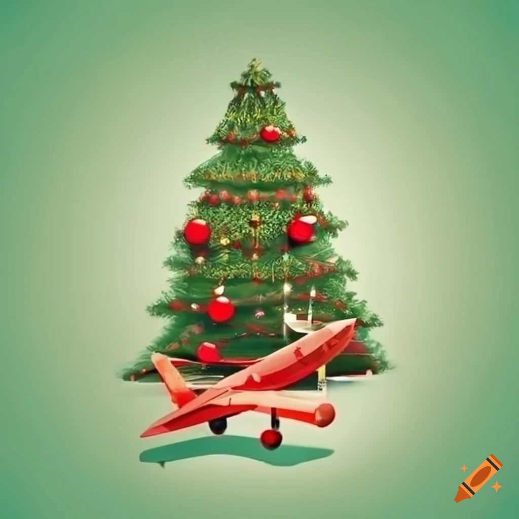 Christmas tree with airplane ornament